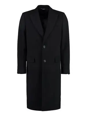 Dolce & Gabbana Single-breasted Wool Coat - Black