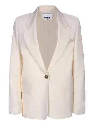 MSGM Single-breasted Wool Jacket - White