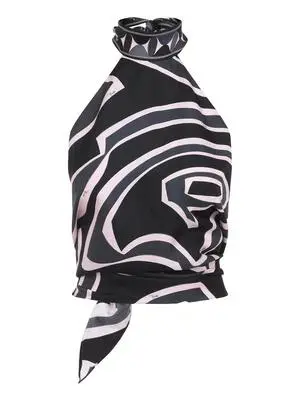 Emilio Pucci Mock Neck Long Sleeve T-Shirt Black