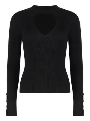 PINKO Rabbocco Knitted Wool-Blend Top