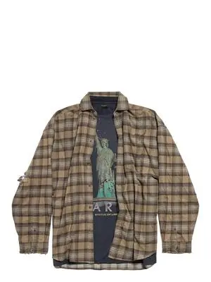 Balenciaga Distressed Check Layered Shirt - Beige