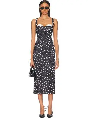 Lpa Carla Midi Dress - Black And Cream Dot