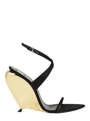 Saint Laurent Gippy Wedge Sandal - Nero