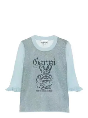 GANNI Bunny Detail Top - Blue