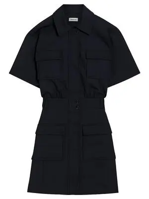 Simkhai Crissy Wool-Blend Twill Mini Shirt Dress Midnight Blue