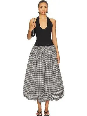 LOVERS AND FRIENDS Carolina Midi Dress - Black & Gingham