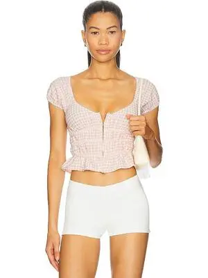 For Love & Lemons Petal Gingham Top - Pink