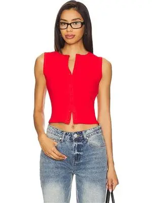 ALL THE WAYS Cassie Button Front Top - Red