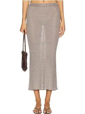 Calle Del Mar Micro Stripe Rib Skirt - Chocolate Stripe
