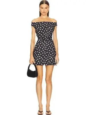 Lpa Claire Mini Dress - Black And Cream Dot