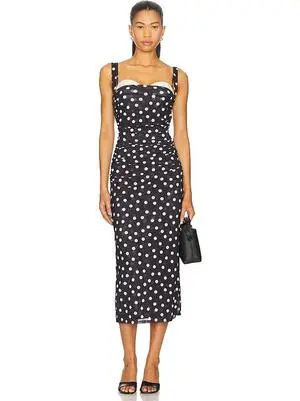 Lpa Carla Midi Dress - Black And Cream Dot