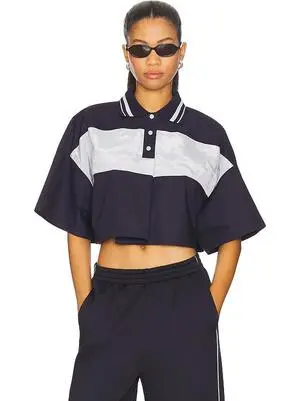 We11Done Cropped Polo Top - Navy