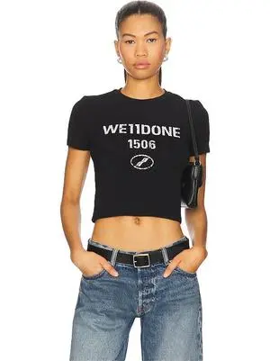 We11Done Cropped Graphic Logo T-shirt - Black