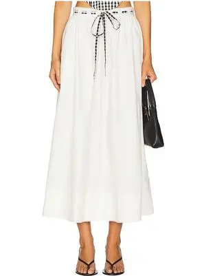 For Love & Lemons Georgia Poplin Midi Skirt - Cream