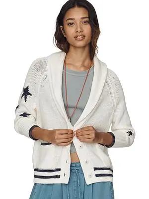 Maeve American Flag Cardigan Sweater - Ivory Pattern