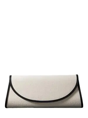 HUNTING SEASON Opera Leather-trimmed Canvas Clutch - Black