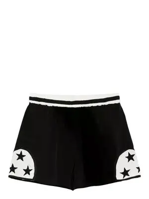 BODE Star-embroidered Silk Shorts - Black