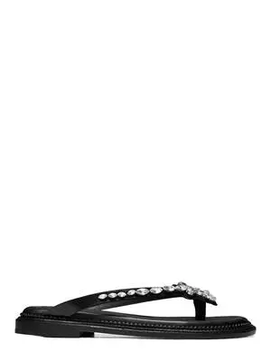 Simone Rocha Crystal-embellished Leather Slides - Black