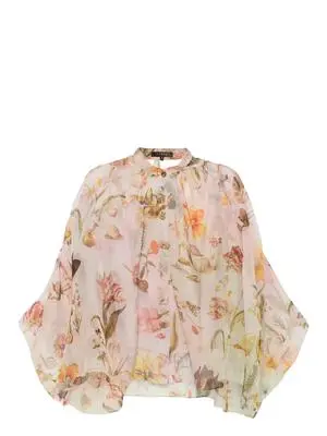 Biyan Gathered Long-sleeved Blouse - Pink