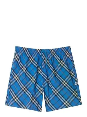 Burberry Checked Swim Shorts - Blue