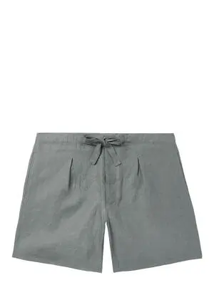 STOFFA Straight-leg Linen Drawstring Shorts - Gray