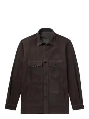 Thom Sweeney Suede Overshirt - Brown