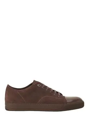 LANVIN Dbb1 Suede And Patent Leather Sneakers - Dark Mocha
