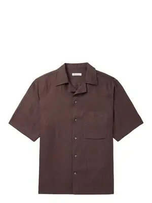 Loro Piana Federico Camp-collar Linen Shirt - Brown