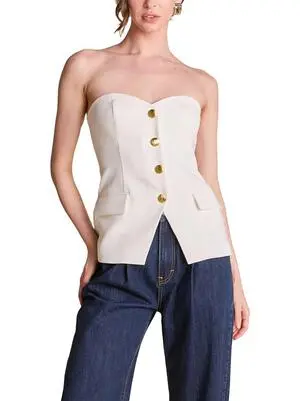 Endless Rose Button Strapless Top - Ivory