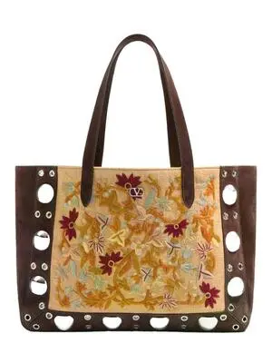 Valentino Garavani Medium Nellcôte Tote Bag Brown