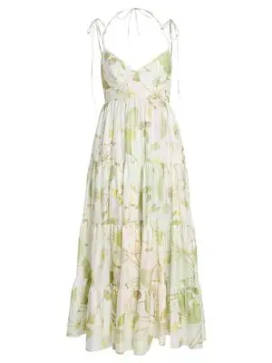 Erdem Leaf-print Maxi Dress - White