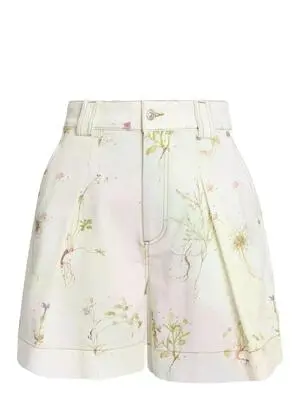Erdem Floral-print Denim Shorts - White