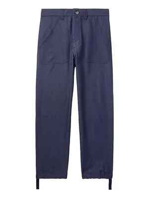 Brunello Cucinelli Straight-Leg Virgin Wool-Blend Trousers Navy
