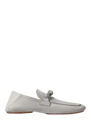 Bottega Veneta Knot-detailed Nubuck Loafers - Gray