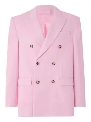 Wardrobe.NYC Oversized Double-Breasted Grain De Poudre Wool Blazer Blush