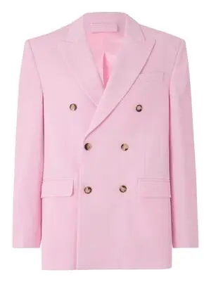 Wardrobe.NYC Oversized Double-breasted Grain De Poudre Wool Blazer - Pink