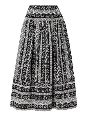 Loretta Caponi Castagneto Embroidered Maxi Skirt - Black