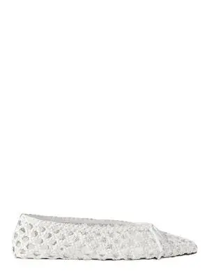 Le Monde Beryl Regency Bow-embellished Woven Leather Ballet Flats - White