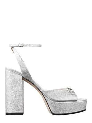 Gucci Horsebit-detailed Crinkled-leather Platform Sandals - Silver