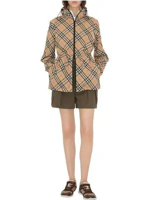 Burberry Check Whitstable Hooded Jacket - Sand