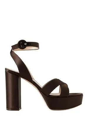 GIANVITO ROSSI Sabrina 70 Satin Platform Sandals - Brown