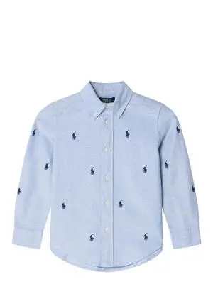 Polo Ralph Lauren Button Down Shirt With Logos - Light Blue