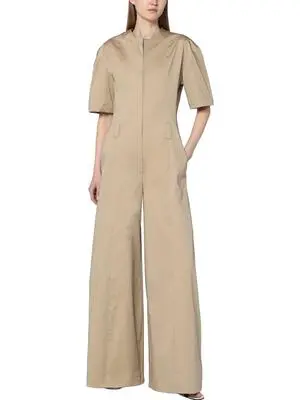THE LATEST Cotton Palazzo Jumpsuit - Beige