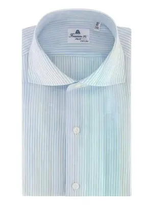 FINAMORE 1925 Eduardo Striped Button-up Shirt - Blue