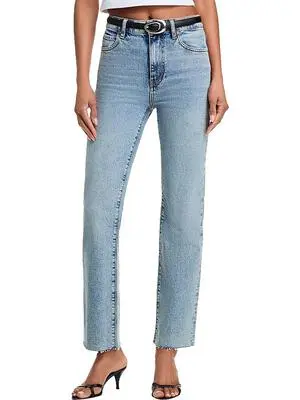 FRAME The Ruler Crop High-rise Straight Jeans - Indigo Vintage Fray