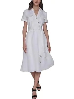 Karl Lagerfeld Paris Faux Wrap Midi Dress - Soft White