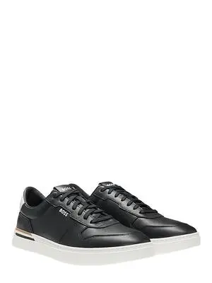 BOSS Leather Lace Up Sneakers Black