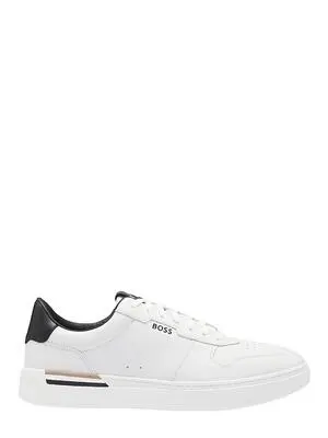 BOSS Leather Lace Up Sneakers Open White