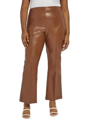 Lyssé Faux Leather Ankle Bootcut Trousers - Whiskey