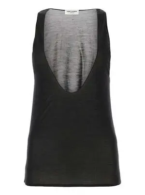 SAINT LAURENT Black Silk Tank Top